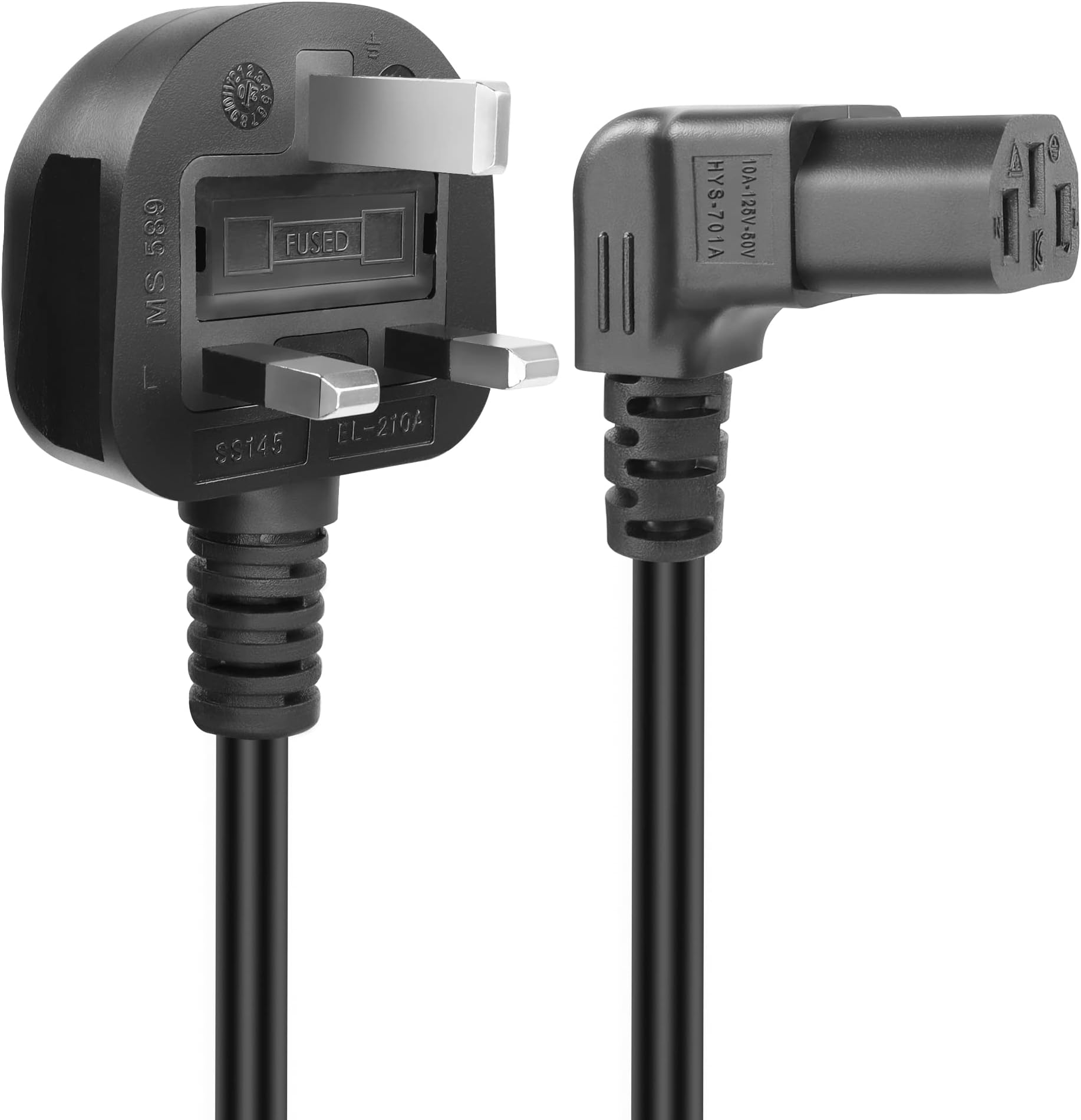 GELRHONR UK 90 Degree C13 Power Cable,250V 10A 3 Pin Mains to Down ...