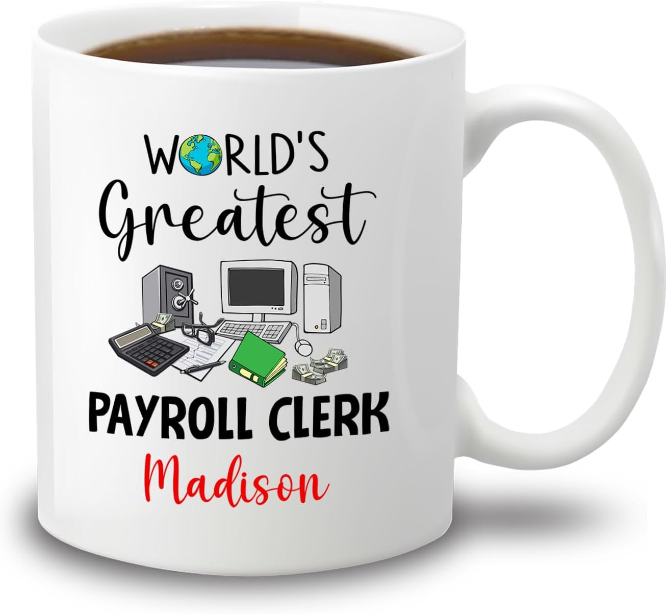 Amazon.com: Personalized Payroll Clerk Ceramic Coffee Mug, World's ...