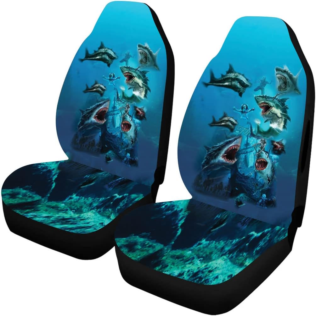 Amazon.com: Sharks Car Seat Cover Brutal Sh@rk Seat Wrap Deep Sea ...