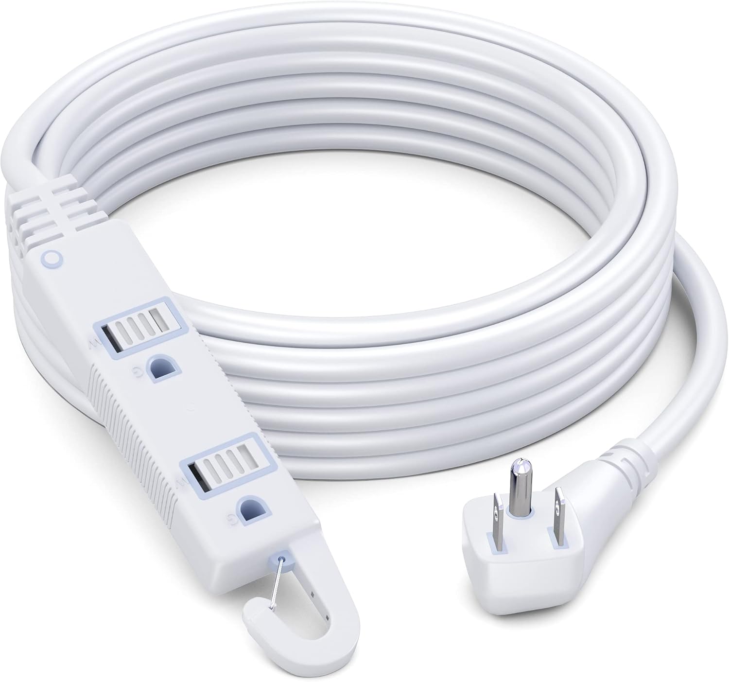 Maximm Extension Cord White 15 Ft with Automatic Closing Hook, Multi ...