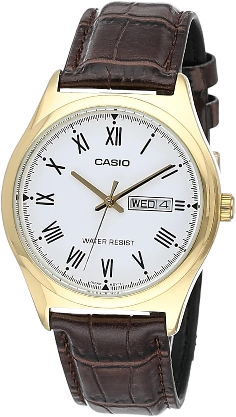 Casio Men's Watch - MTP-V006GL-7BUDF White Dial, Brown Band : Amazon.ae ...