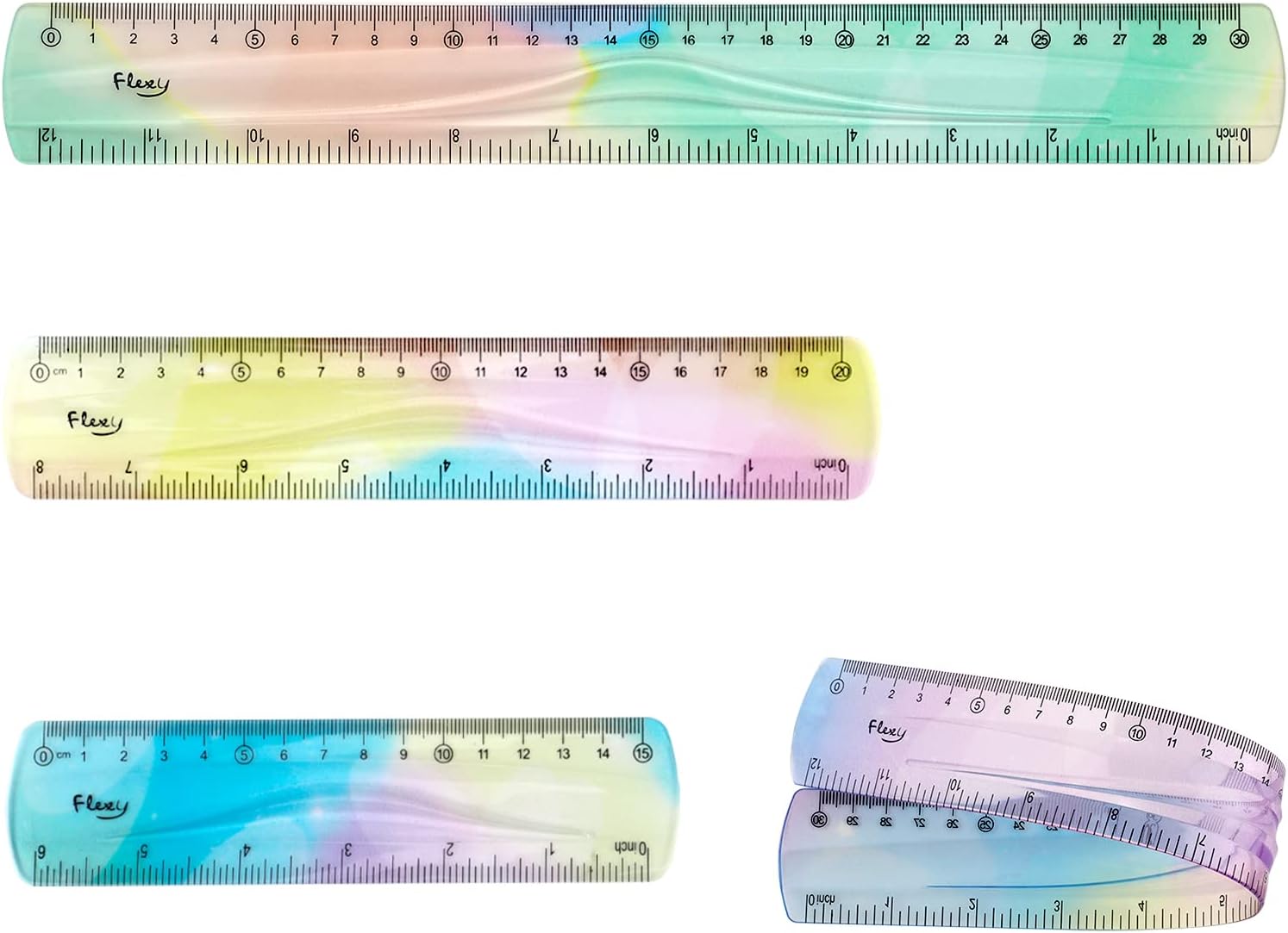 Amazon.com : 3pcs Flexible Rulers for School, 12/8/6 inch Bendable ...