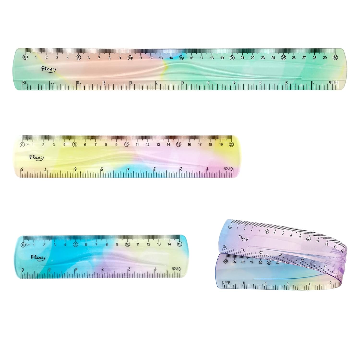 Amazon.com : 3pcs Flexible Rulers for School, 12/8/6 inch Bendable ...