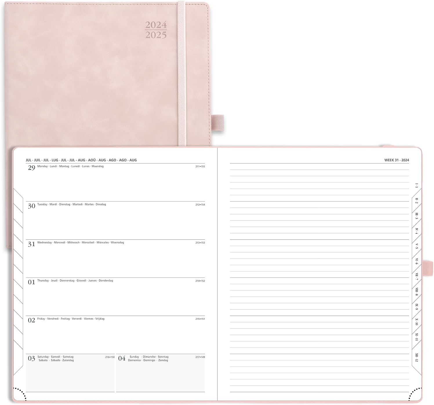 POPRUN Diary Week to View 2025 Large PU Leather Soft Cover 26.5 x 21.5 ...