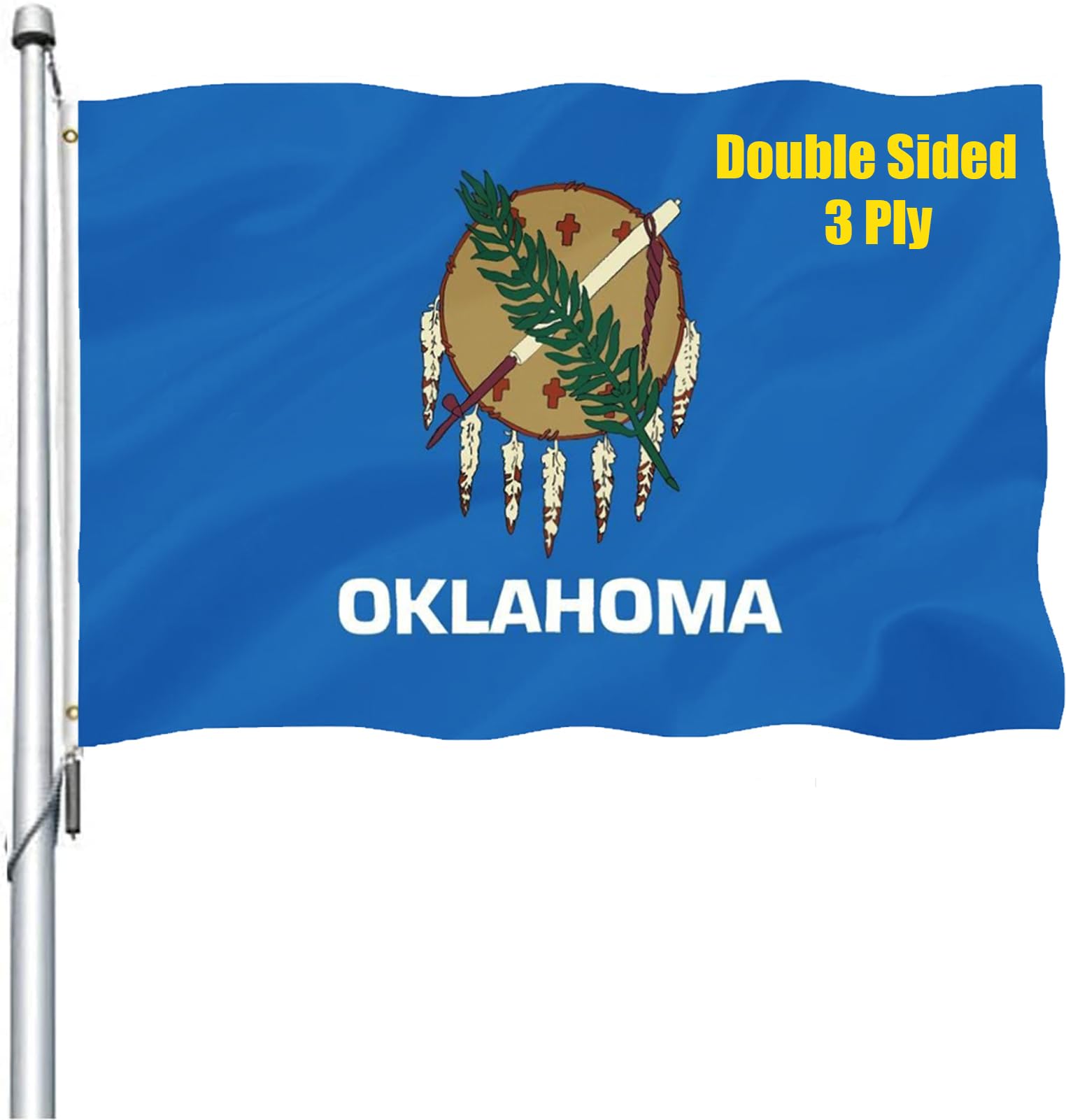 Oklahoma Flag Outdoor 3x5 Ft Double Sided Heavy Duty Polyester Oklahoma ...