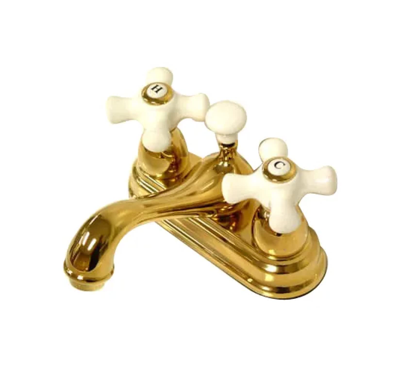 Centerset Bathroom Faucet with Double Porcelain Cross Handles Finish ...