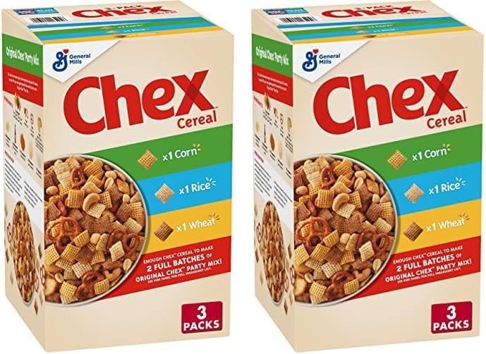 Amazon.com: Chex Cereal Party Mix Variety Pack, Corn, Rice and Wheat ...