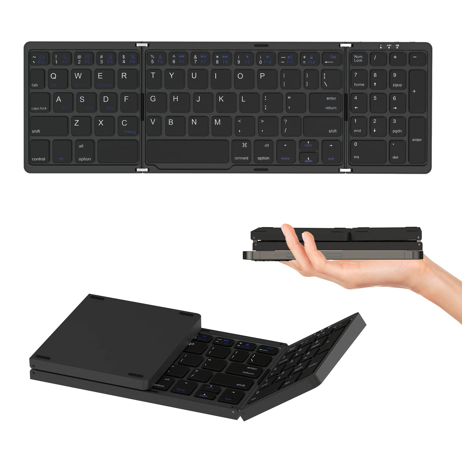 Foldable Bluetooth Keyboard,Pocket Size Portable Mini BT Wireless ...