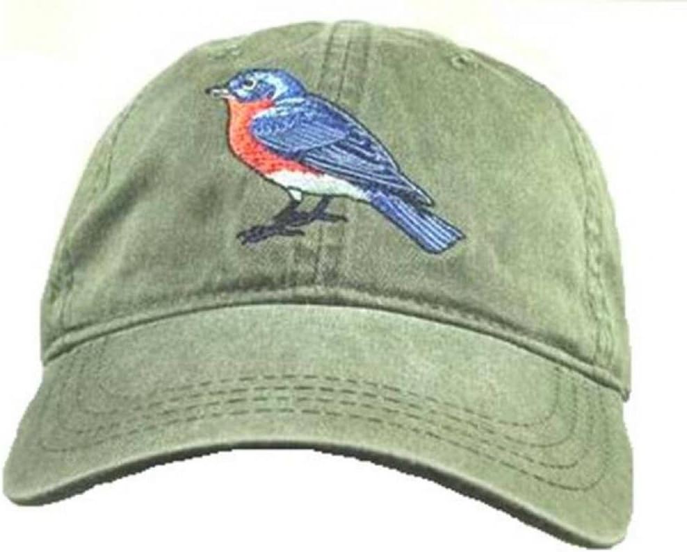 Amazon.com: Eastern Bluebird Embroidered Cotton Cap Green : Clothing ...