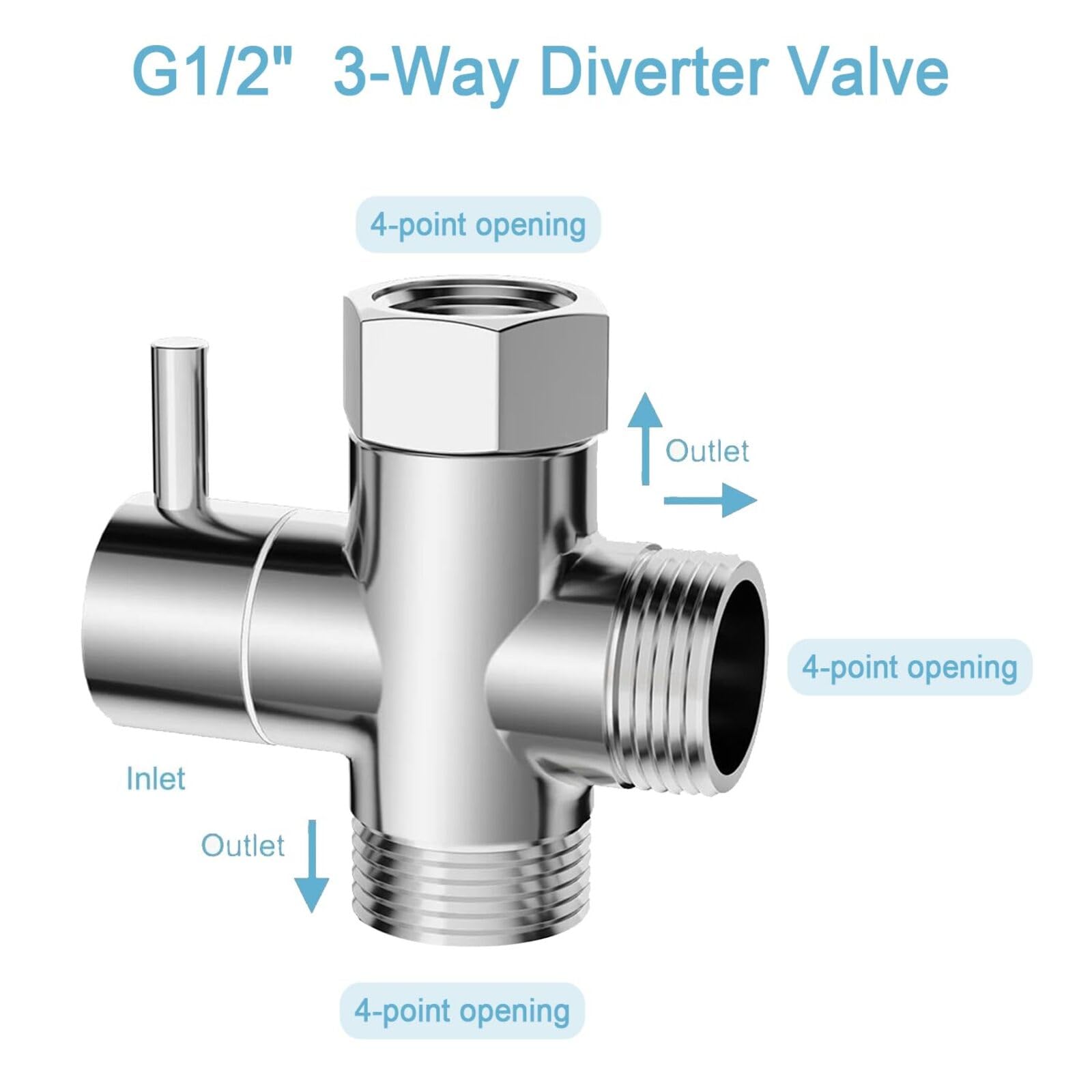 Shower Diverter Valve G1/2″ Brass Shower Splitter Shower Valve with ...
