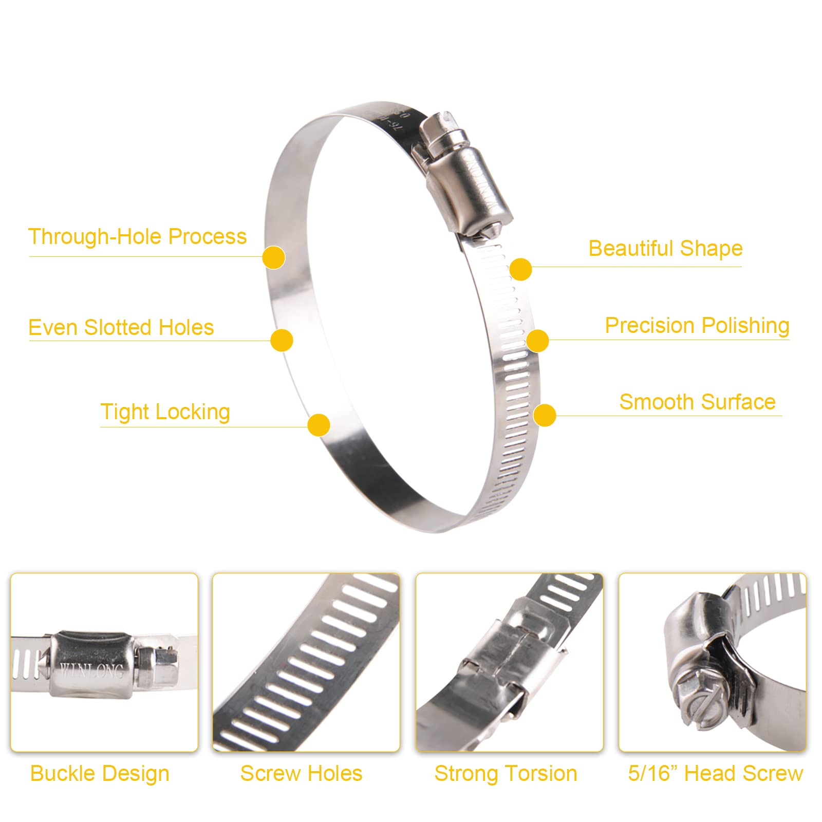 Snapklik.com : Winlong 3 Stainless Steel Hose Clamps, 10PK SAE 48 Worm ...
