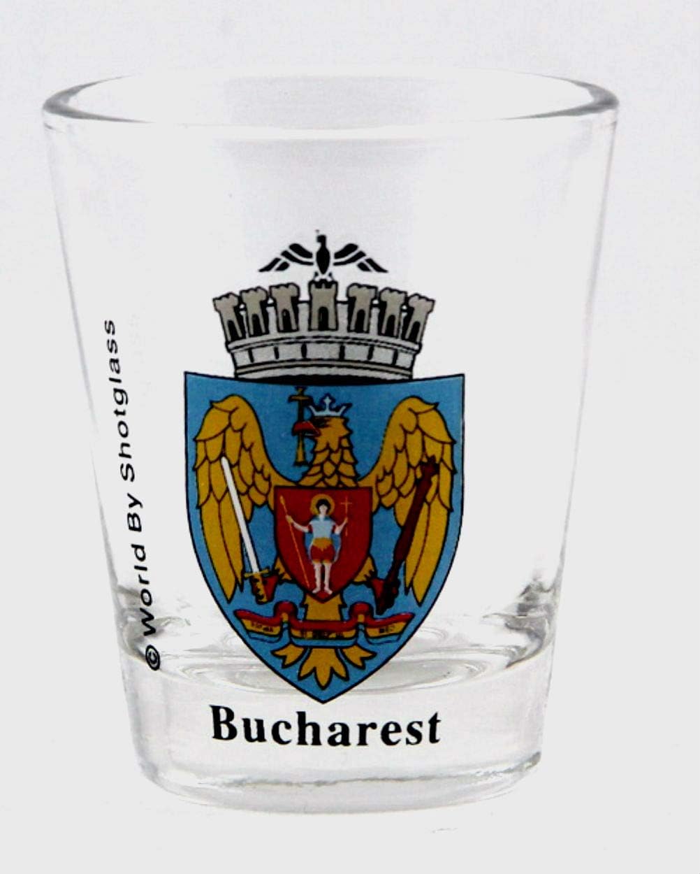 Amazon.com | Bucharest Romania Coat Of Arms Shot Glass: Shot Glasses