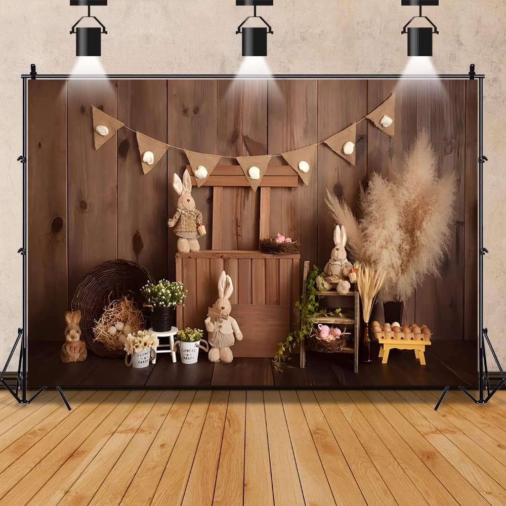 Amazon.com : Easter Backdrop Yeele 5x3ft Vintage Brown Wooden ...