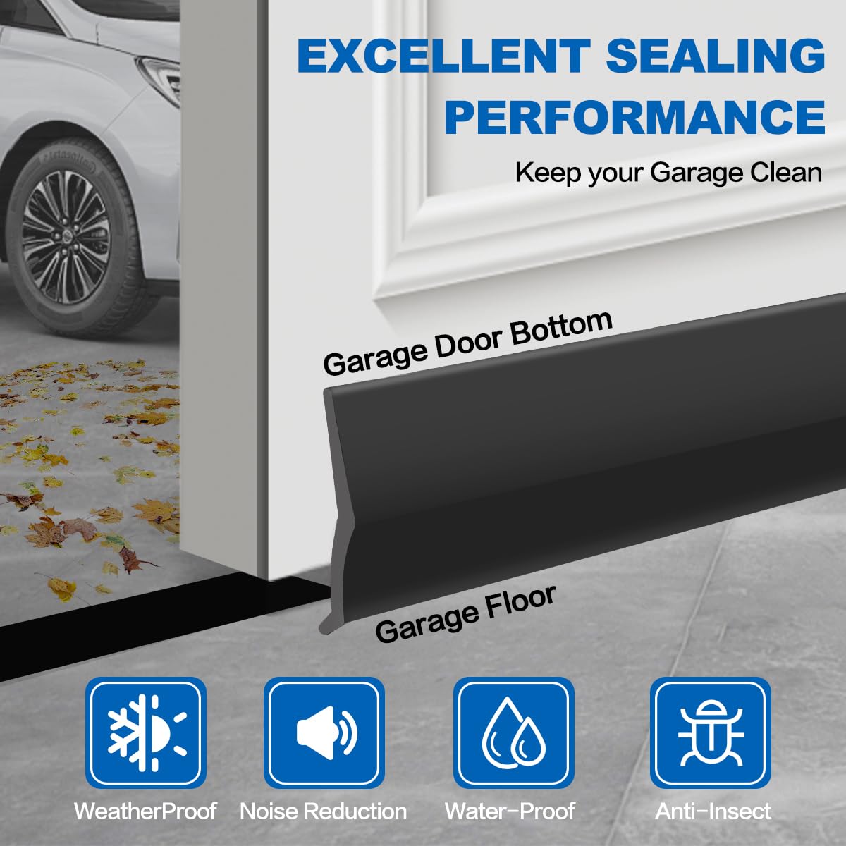 Snapklik.com : Universal Garage Door Seals, 33FT Garage Door Threshold Seals Bottom Rubber ...