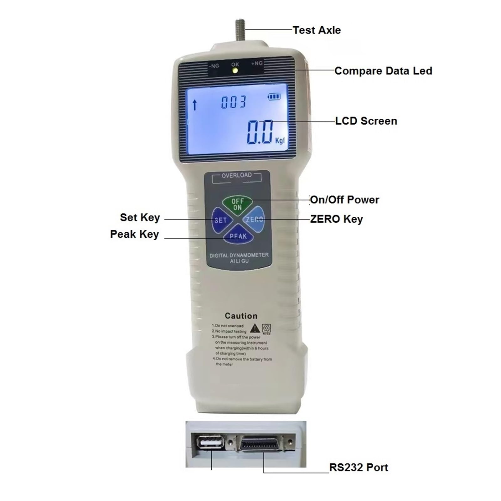 Snapklik.com : DS2 Series 100N-5KN Precision Digital Split Pressure Tension Gauge External Push ...