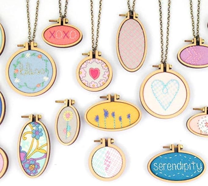 7 PCS Oval Round Mini Embroidery Frame Miniature Hoop Embroidery Cross ...
