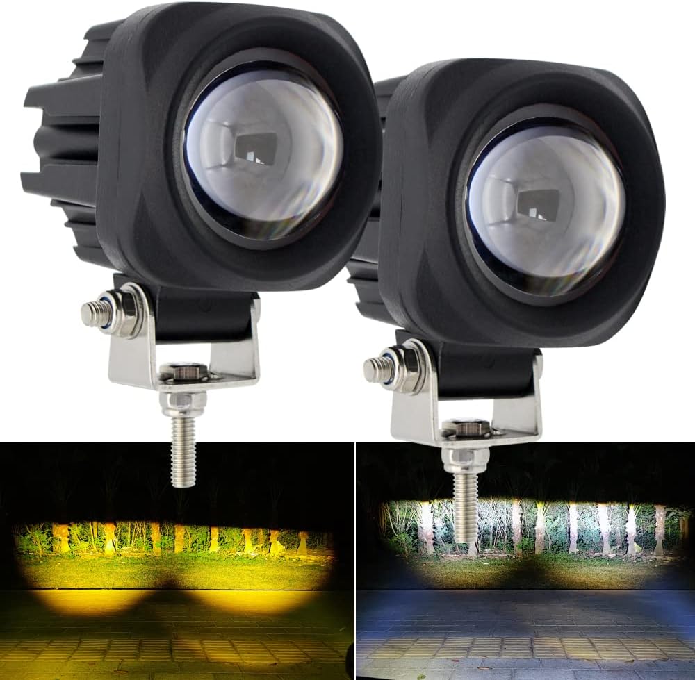 Amazon.com: LED Motorcycle Driving Fog Lights Offroad Driving Lights Dual Color Amber/White 2Pcs ...