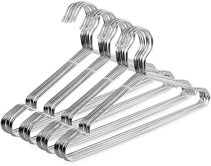 Amazon.com: OIKA 40 Pack Stainless Steel Hangers with Grooves - Space ...