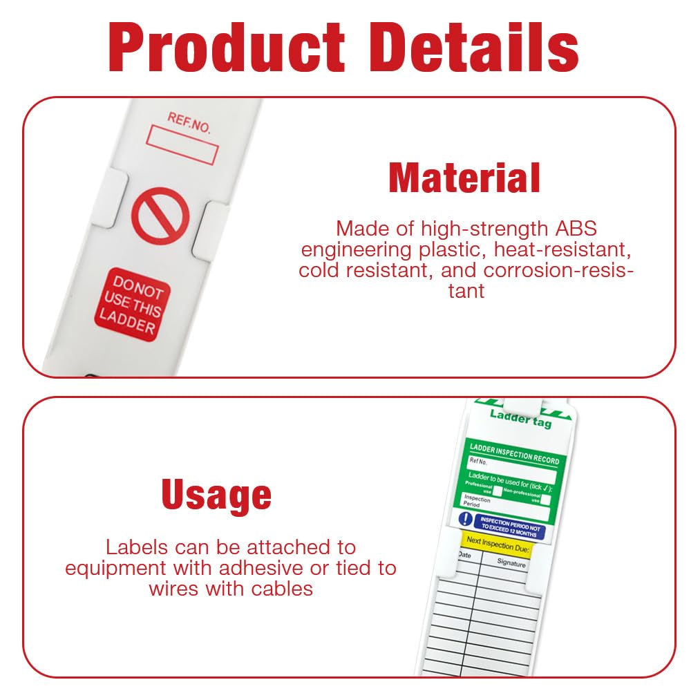 Mineup Ladder Tags, 3 Holders and 6 Ladder Inspection Tag Inserts ...