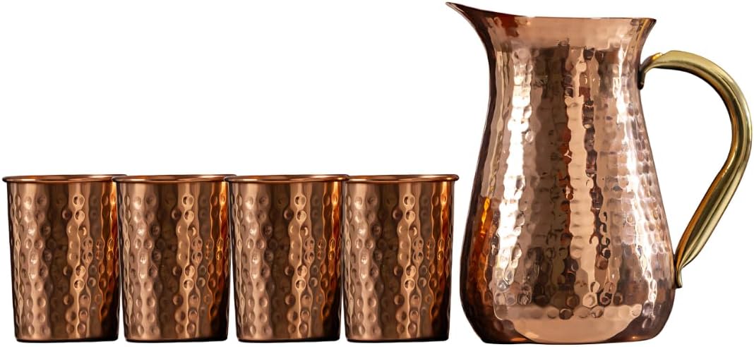 Amazon.com: Pure Copper Pitcher - 70 fl oz, Hand Made Water Jug for ...