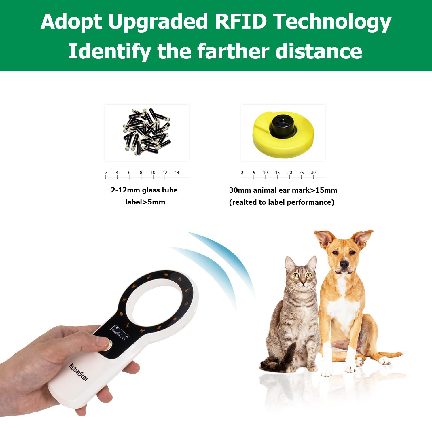 NetumScan Upgraded Pet Microchip Reader, 256 Data Storage Portable Pet ...