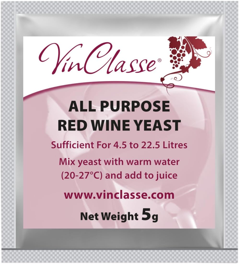 Versatile Red Wine Yeast Sachet 5g - for Fermenting Red & Rosé Wines ...