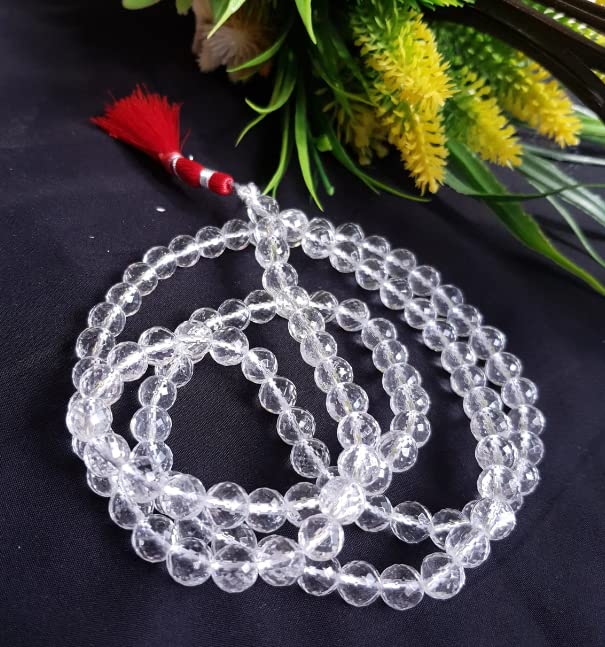 OPTIMUS RUDRAKSHA Diamond Cut Sphatik Mala Original Certified Quartz ...