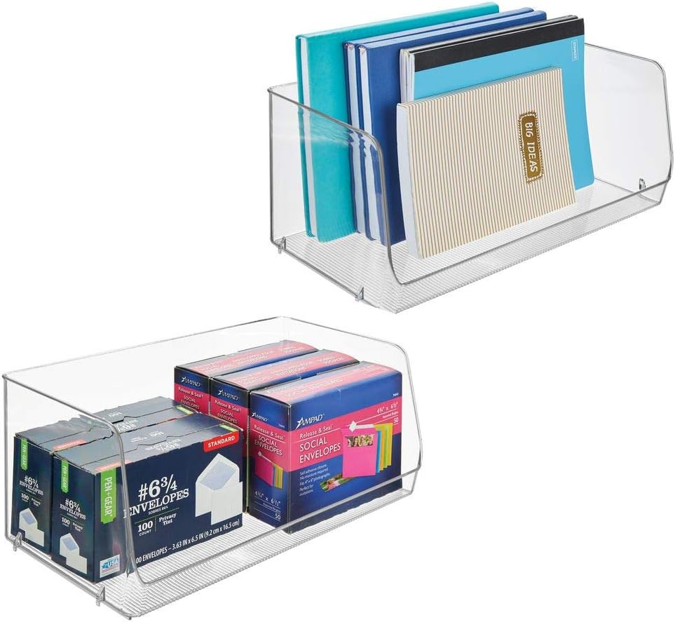 Amazon.com : mDesign Stackable Plastic Storage Organizer Bin Basket for ...