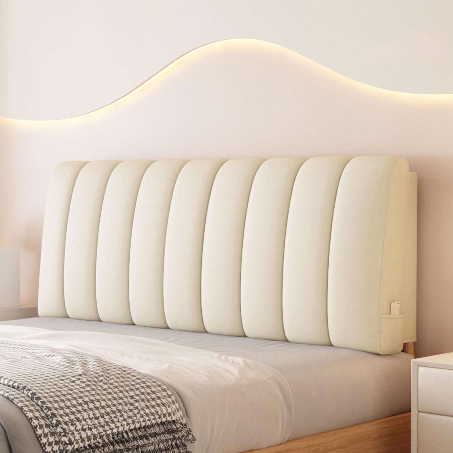 Amazon.com: ZZYK Adult Bed Backrest Headboard Upholstered,Large Stripe ...