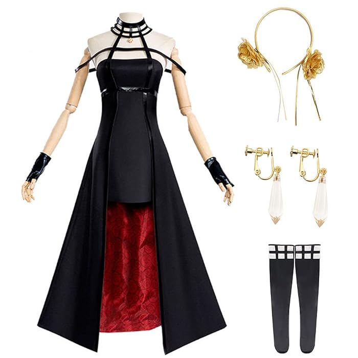 Buy Yor Forger Cosplay Costume Anya Forger School Uniform Black Dress ...