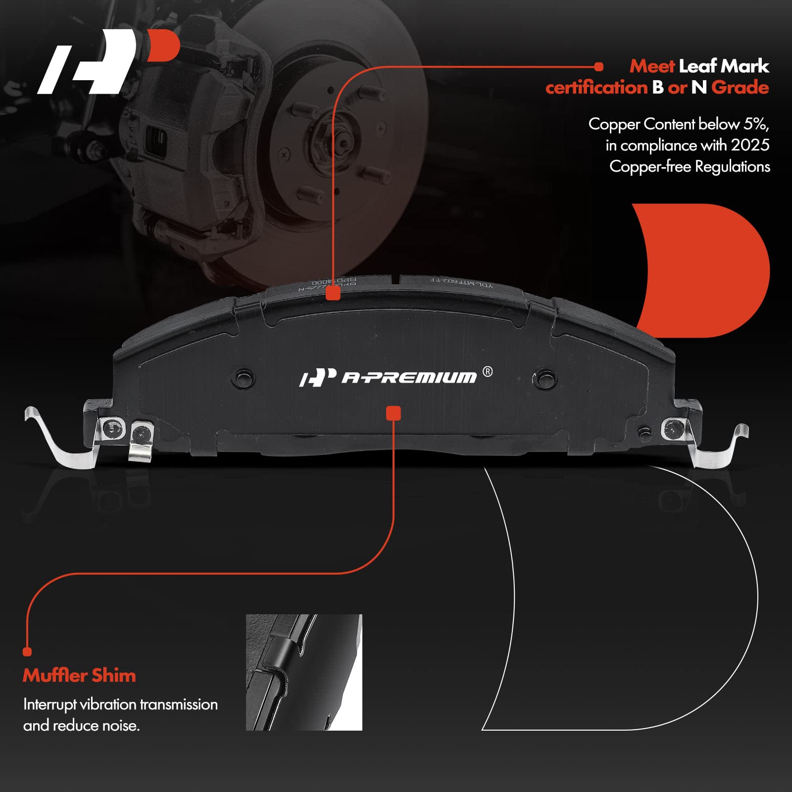 Brake Pads A-Premium Rear Ceramic Set For Dodge Ram 1500/2500/3500 ...