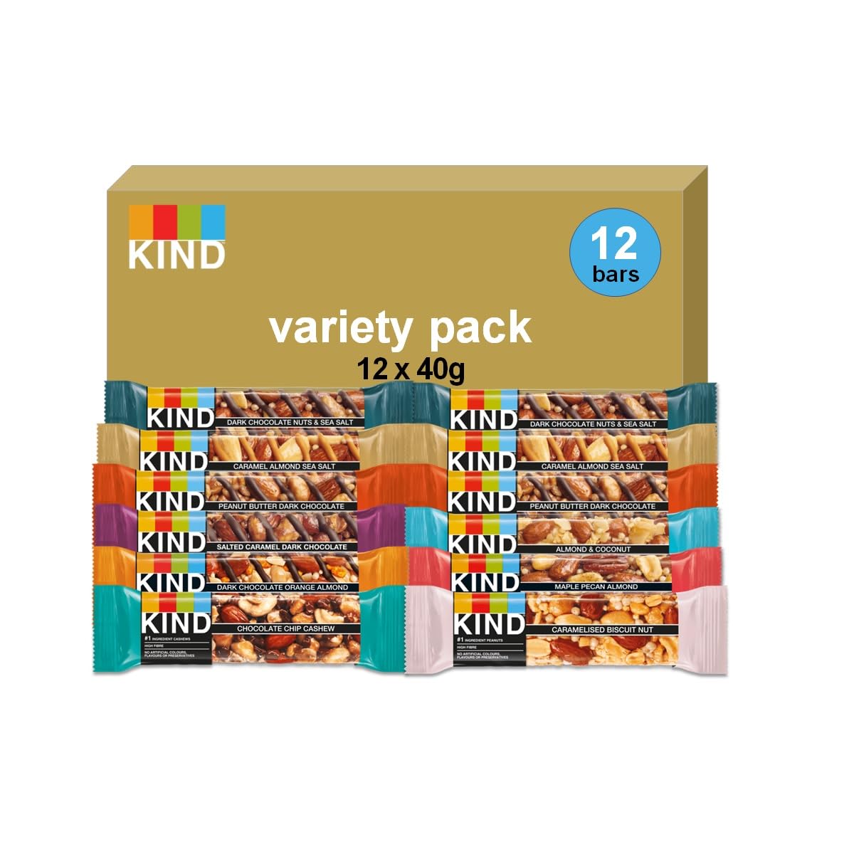 KIND Core Variety Pack, Gluten Free, High Fibre, No Artificial Flavours ...