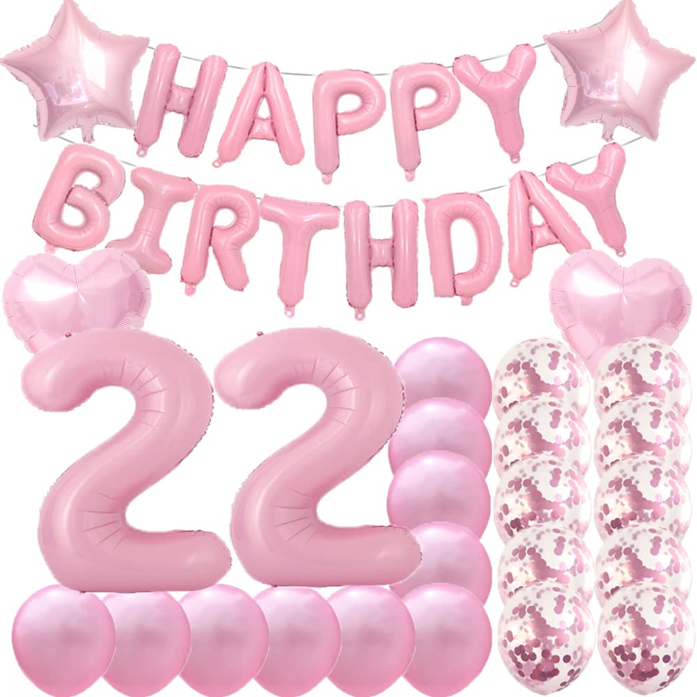 Amazon.com: ZSNWGZ Sweet 22th Birthday Decorations Party Supplies,Pink ...