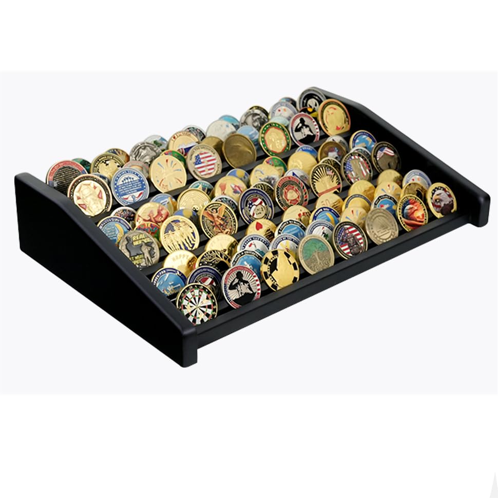 Snapklik.com : ASmileIndeep 12-Row Wooden Challenge Coin Display Holder ...