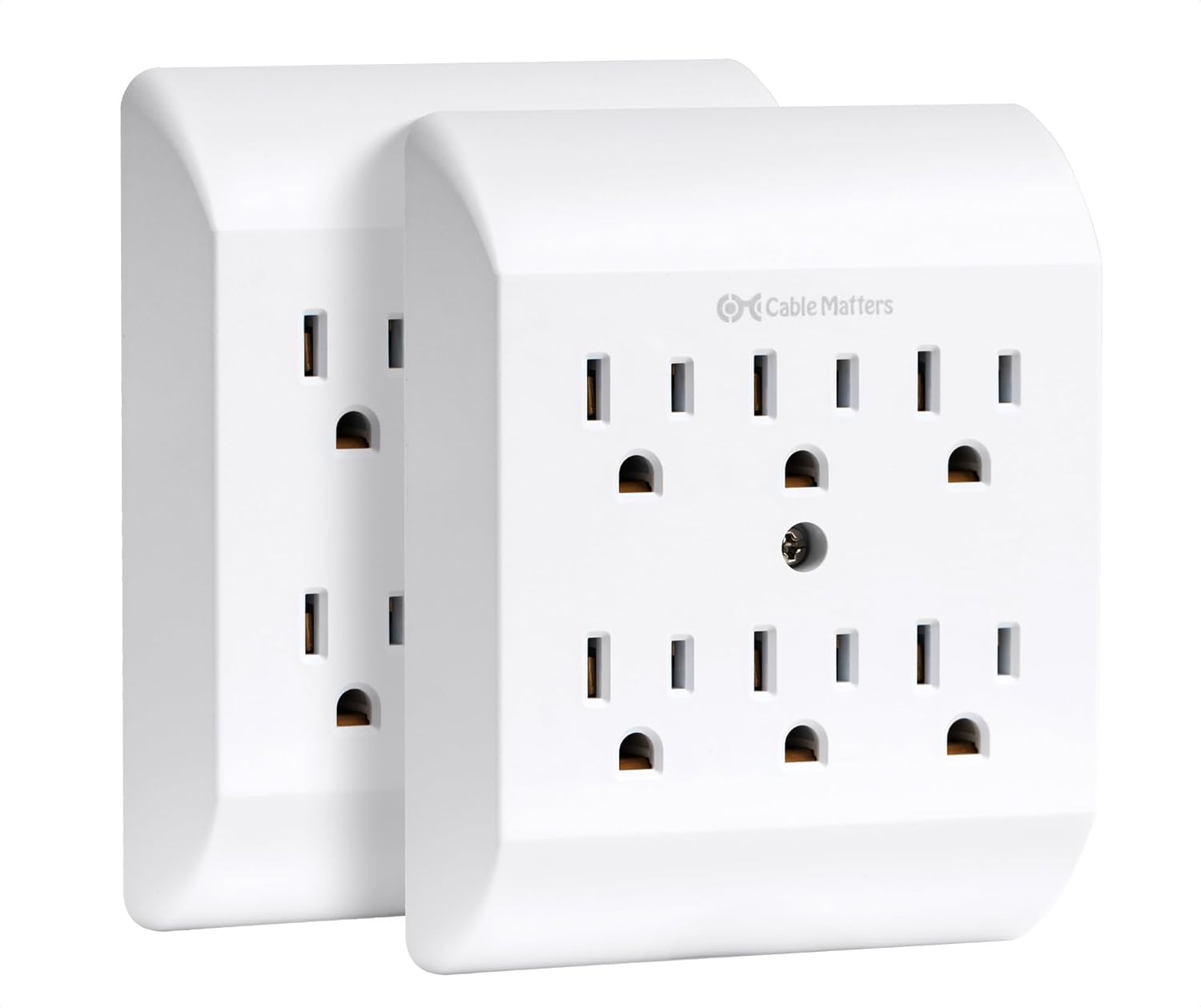 [ETL Listed] Cable Matters 2-Pack 6 Outlet Extender Wall Tap, 15A/1875W ...