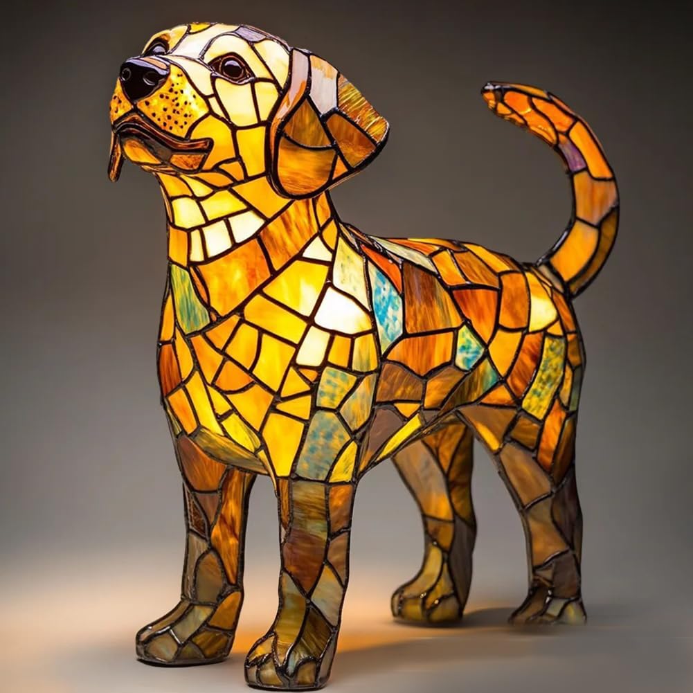 Snapklik.com : Dog Series LED Table Lamps, Resin Stained Glass Lamp ...