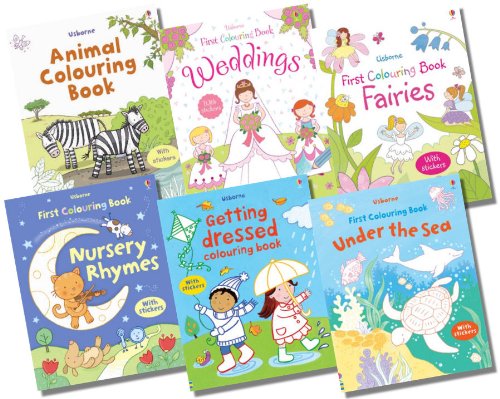 Usborne First Colouring Books with Stickers Girl's Collection - 6 Books ...