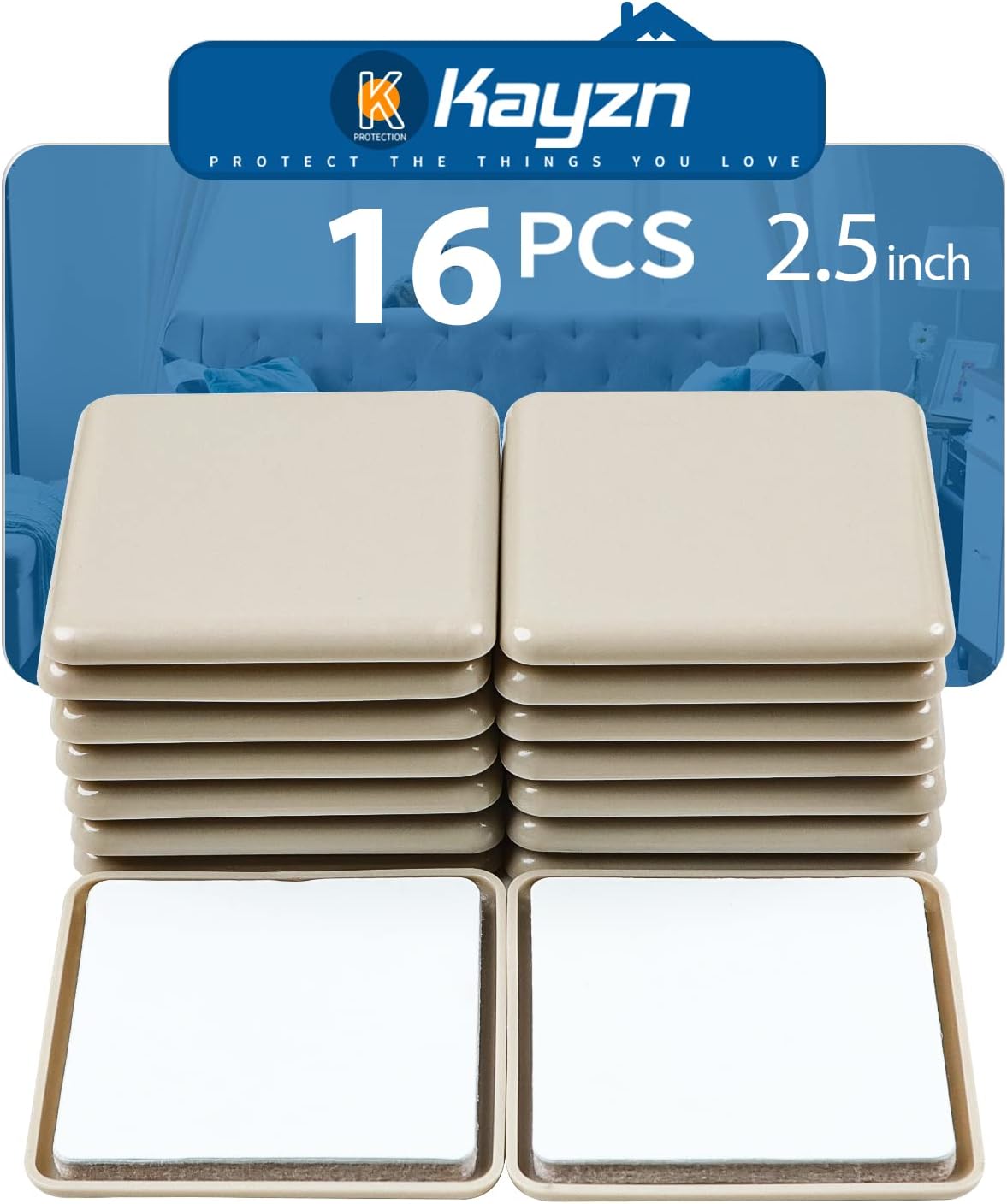 Self-Stick, Square Heavy Furniture Sliders for Carpeted Surfaces (4 ...