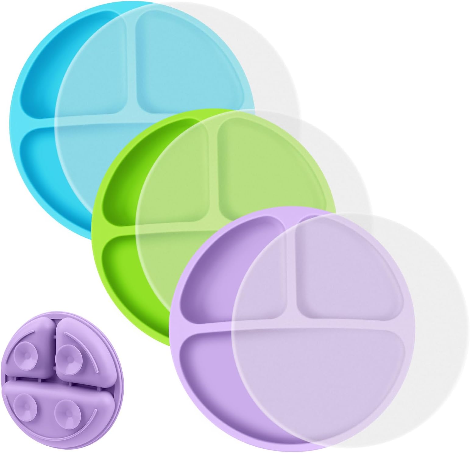 Amazon.com: Meanplan 6 Pack Suction Plates with Lids Silicone Baby ...