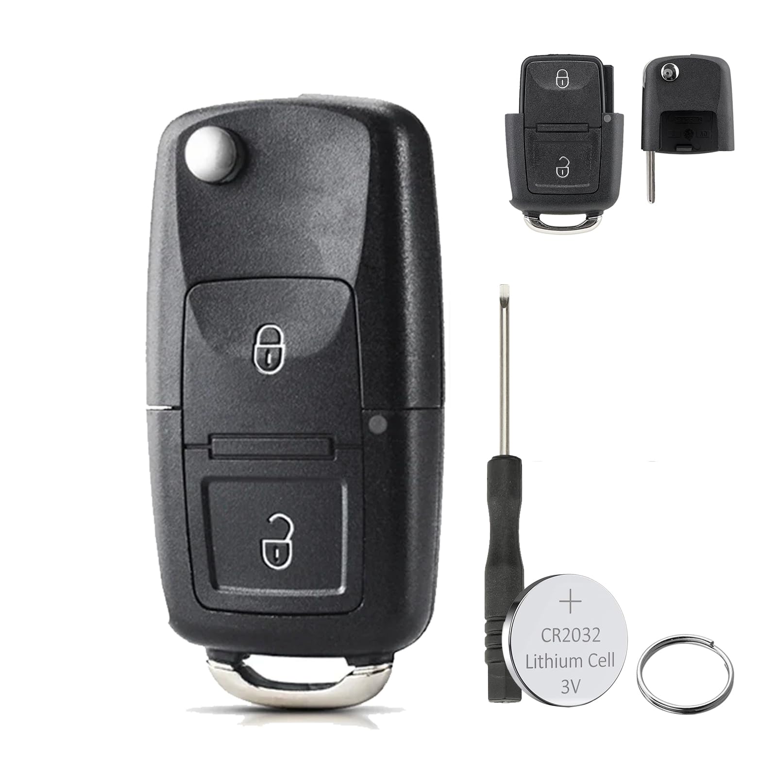 2 Buttons Flip Key Fob Case Cover For VW Golf MK4 VW T5 Bora ...