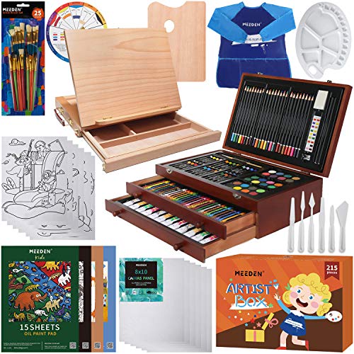 MEEDEN 217-Deluxe Wood Box Art Drawing Set with Portable - Want It All