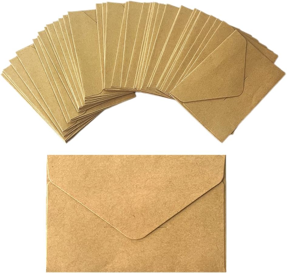 XINGSUI 80 Pcs 14.13 * 2.75 Inches Mini Kraft Envelopes,Small Coloured ...