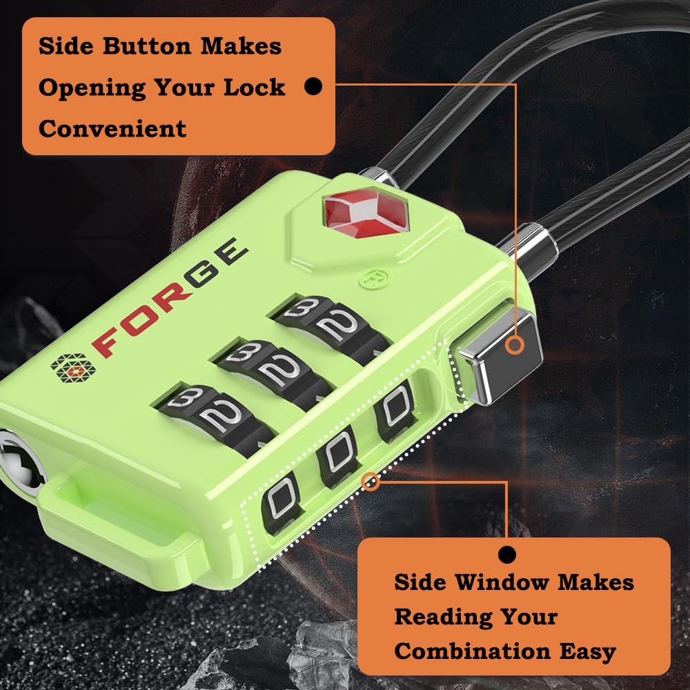 Snapklik.com : TSA Approved Cable Luggage Locks, Re-settable Combination