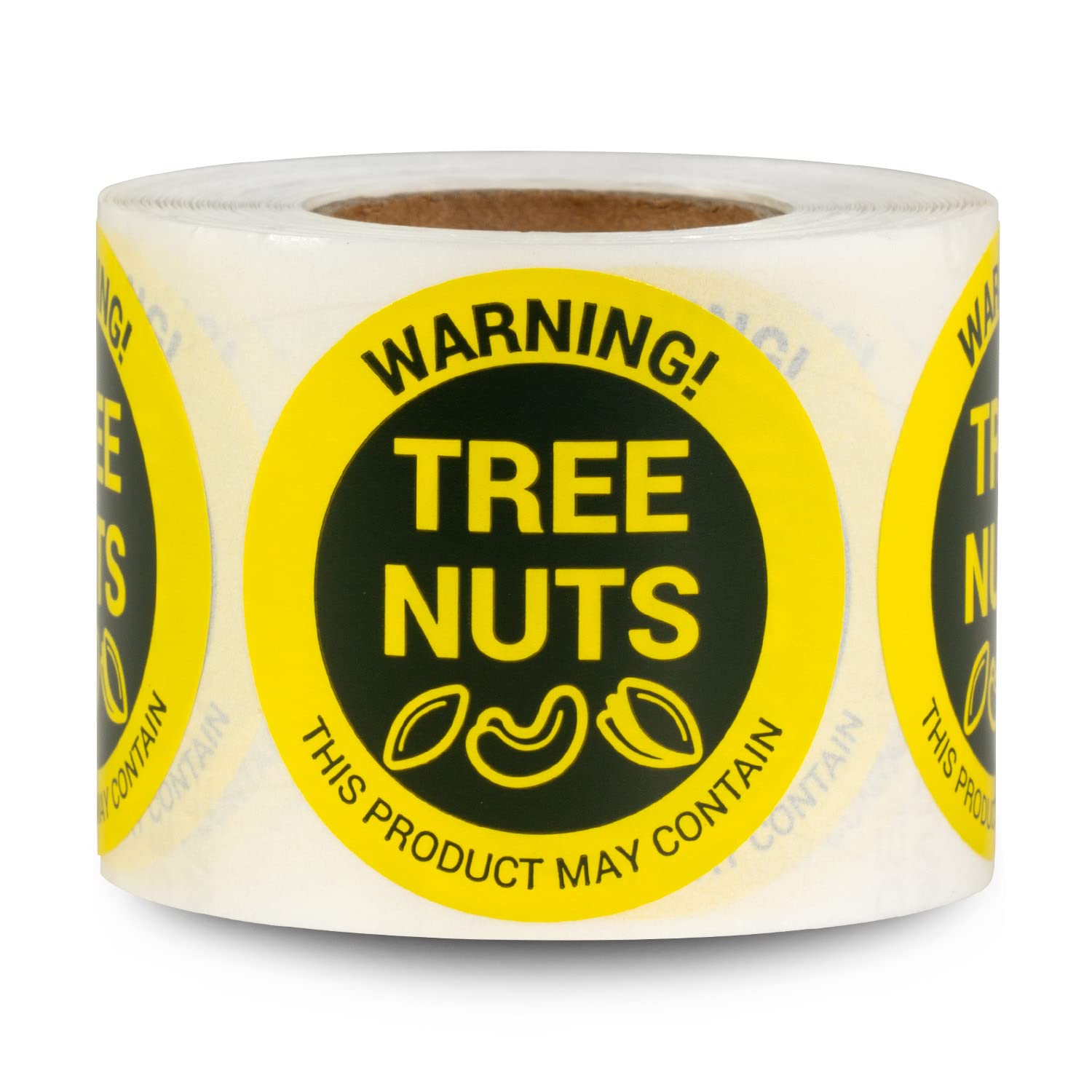 Snapklik.com : 300 Labels, 1 Roll - Tree Nuts Allergy Warning Stickers