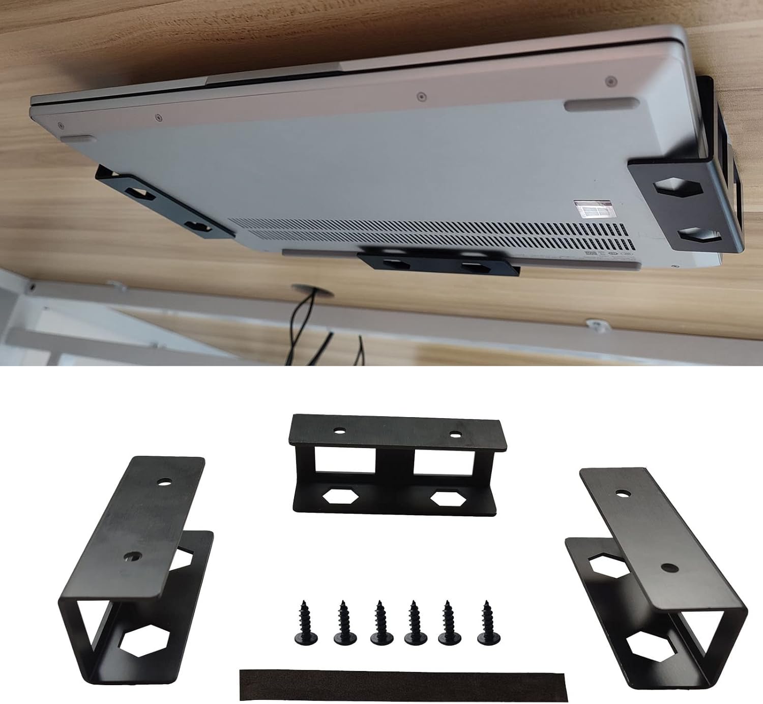 PIAOLGYI Under Desk Laptop Holder Mount - Add On Under Table Laptop ...