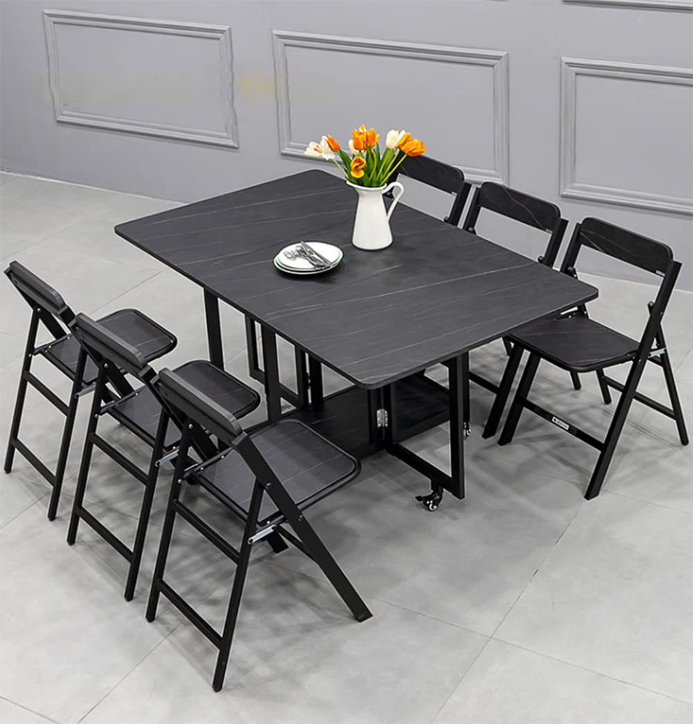 Amazon.com - LITFAD Modern Foldable Dinette Table Black Wood Dining ...