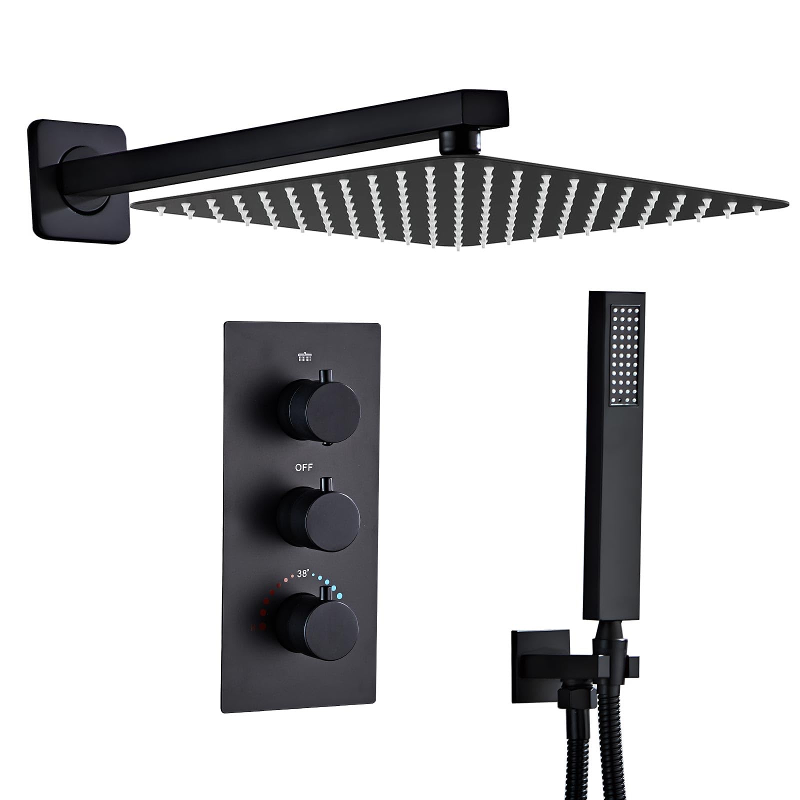 Sanitemodar Black Concealed Shower Set Thermostatic, Concealed Brass ...