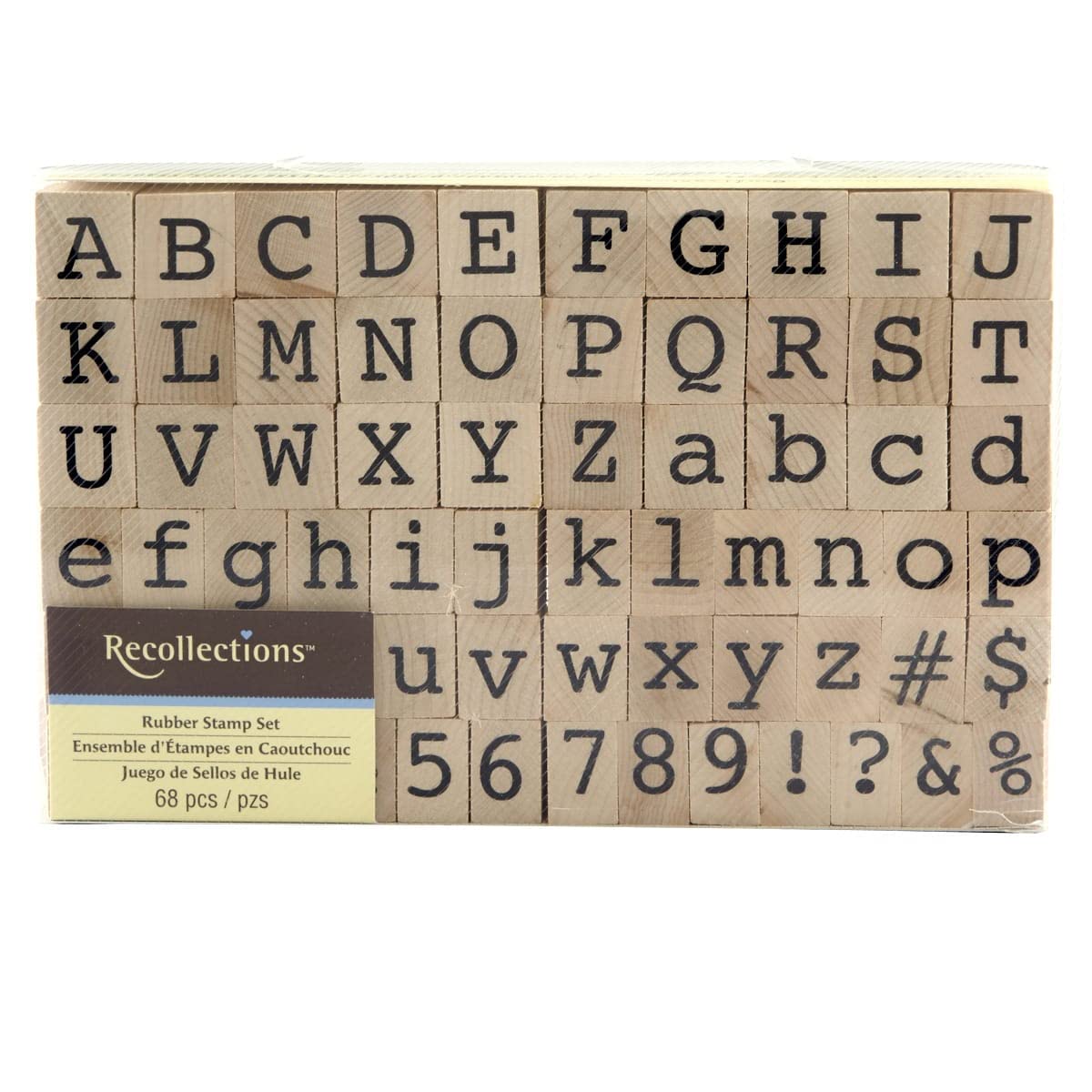 Amazon.com: Block Alphabet & Numbers Wood Stamp Set by Recollections ...