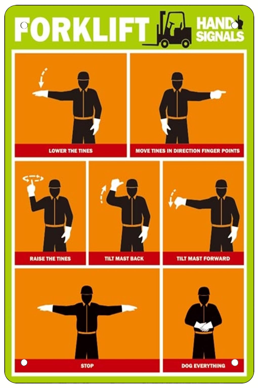Amazon.com: forklift hand signals knowledge Retro Funny Metal Sheet ...