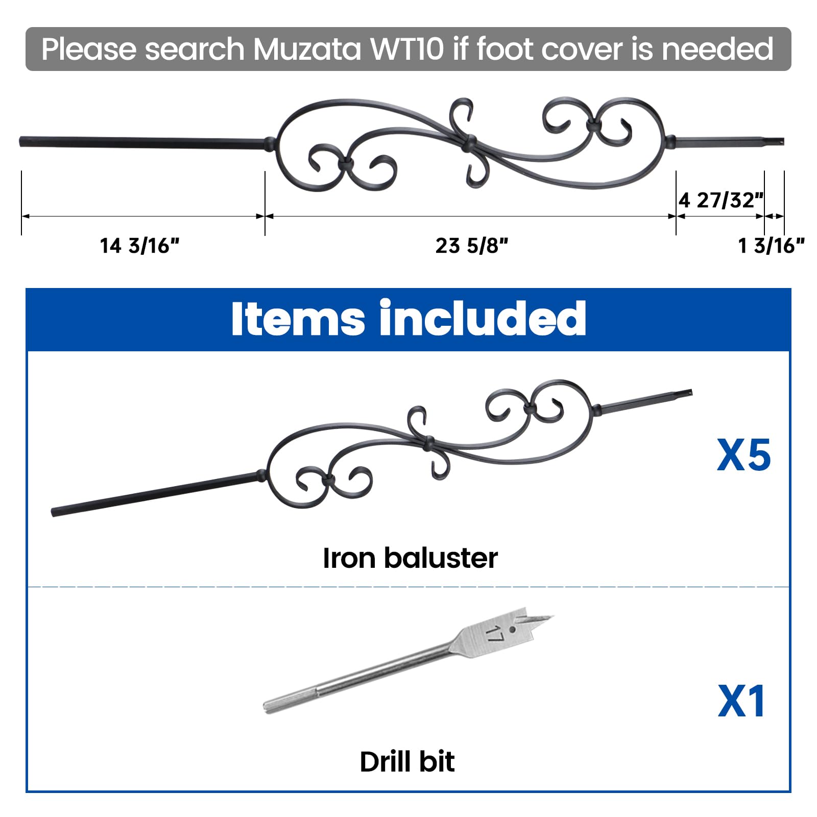 Snapklik.com : 5Pack Wrought Iron Baluster 44 S-Shaped Staircase Stair ...